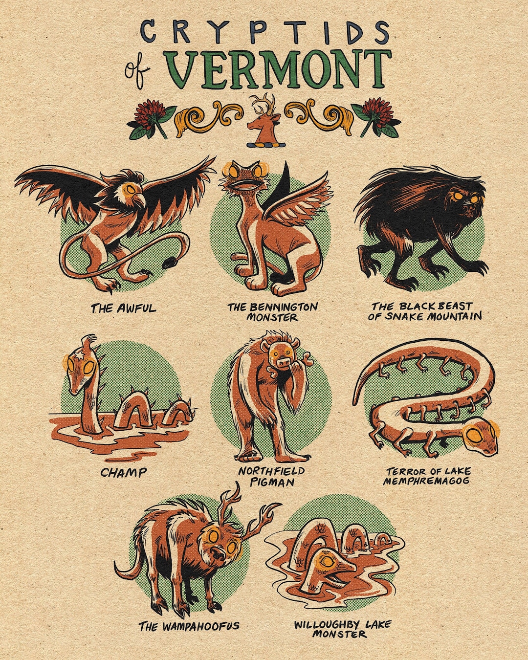 Famous Cryptids of Vermont 5 X 7 Print - Etsy