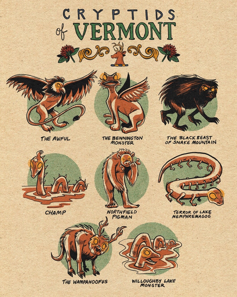 Famous Cryptids of Vermont 11 X 14 Print - Etsy