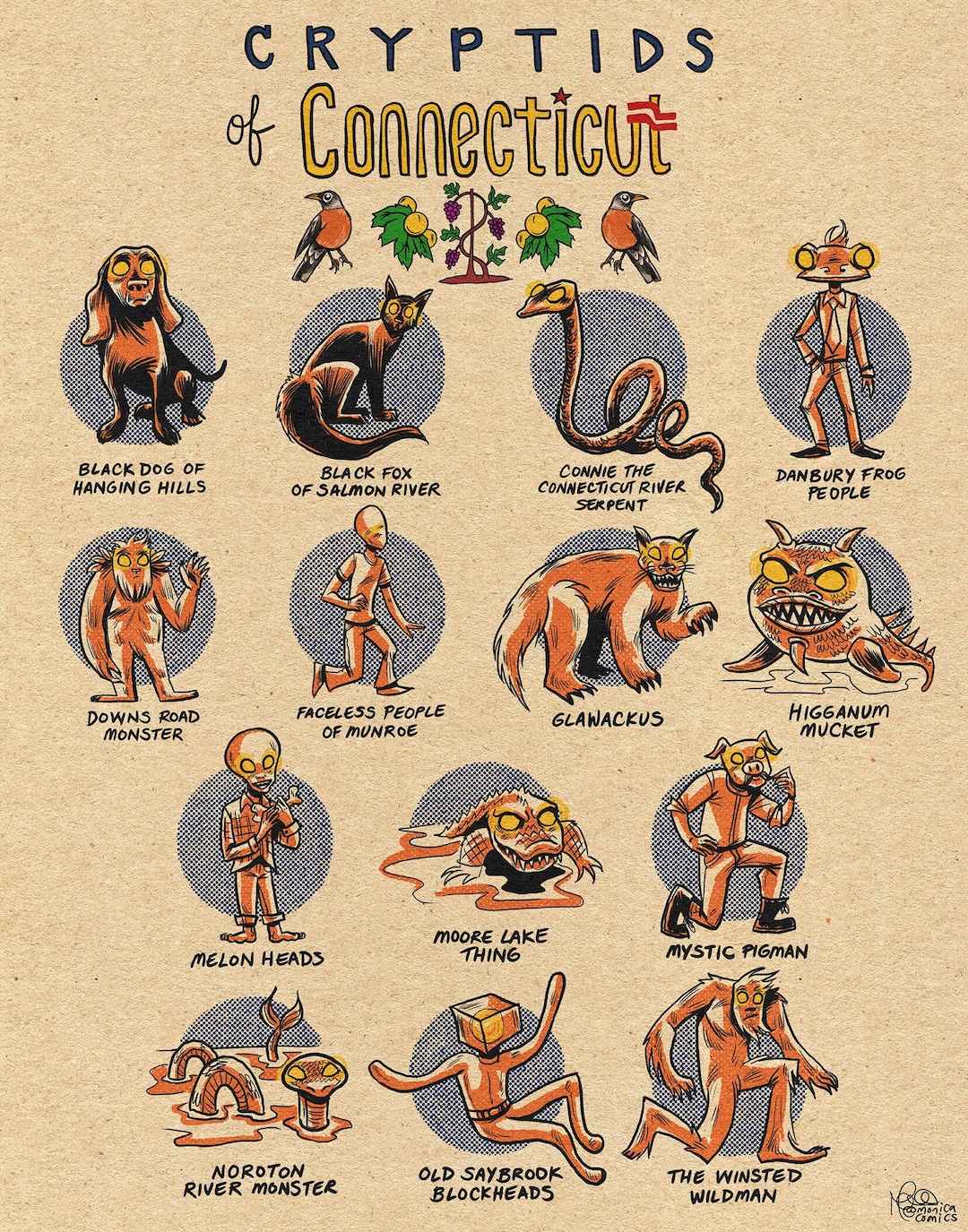 Famous Cryptids of Connecticut 11 X 14 Print - Etsy