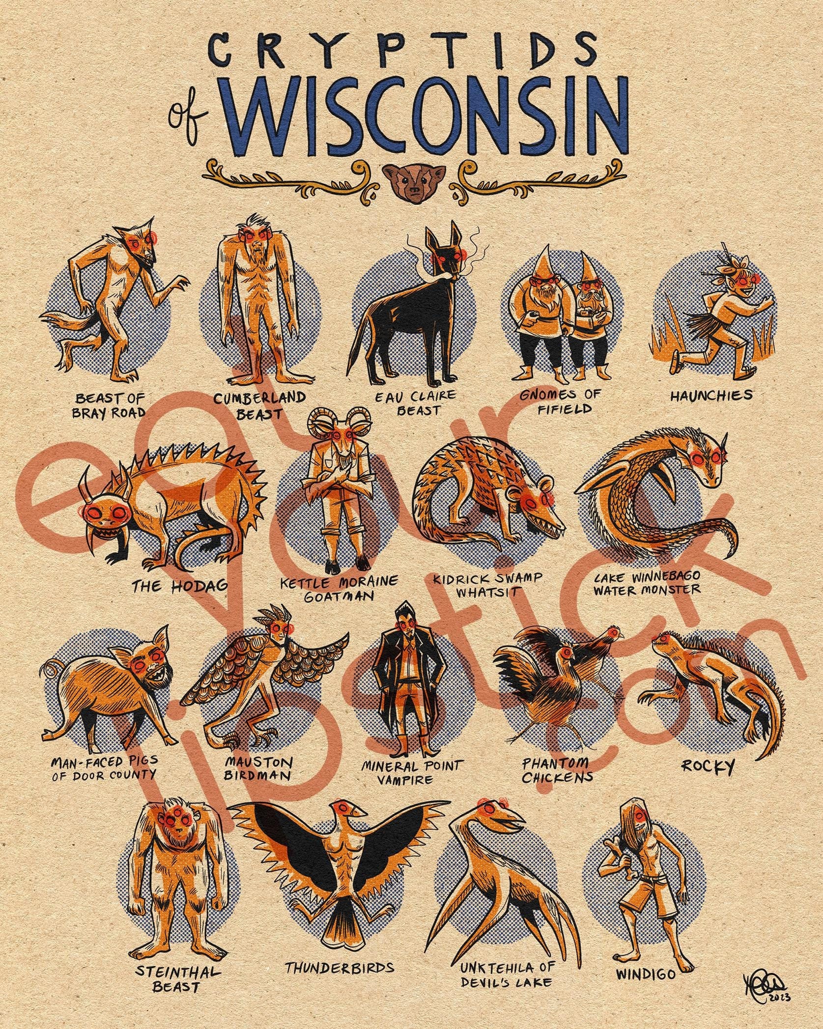 Famous Cryptids of Wisconsin Print - Etsy