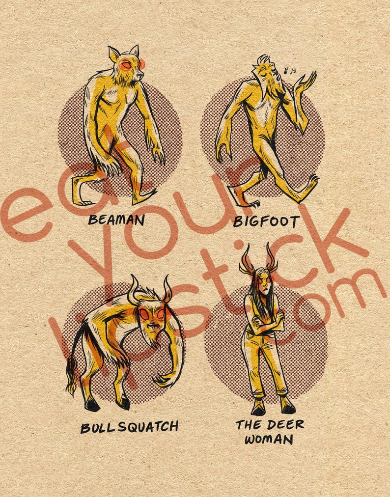 Famous Cryptids of Kansas 5 X 7 Print - Etsy