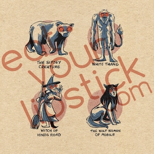 Famous Cryptids of Alabama Print - Etsy