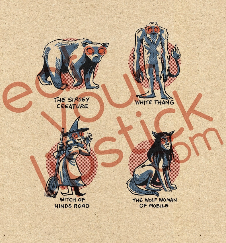 Famous Cryptids of Alabama Print - Etsy