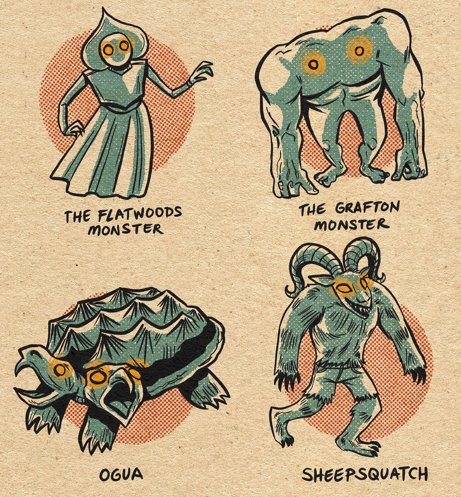 Famous Cryptids of West Virginia Print - Etsy