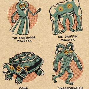 Famous Cryptids of West Virginia Print - Etsy