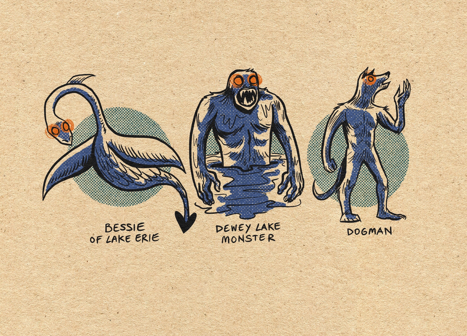 Famous Cryptids of Michigan Print - Etsy