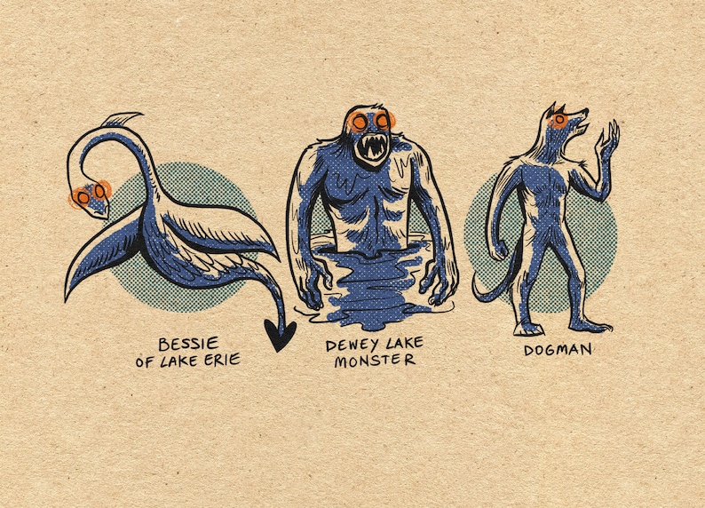 Famous Cryptids of Michigan 5 X 7 Print - Etsy