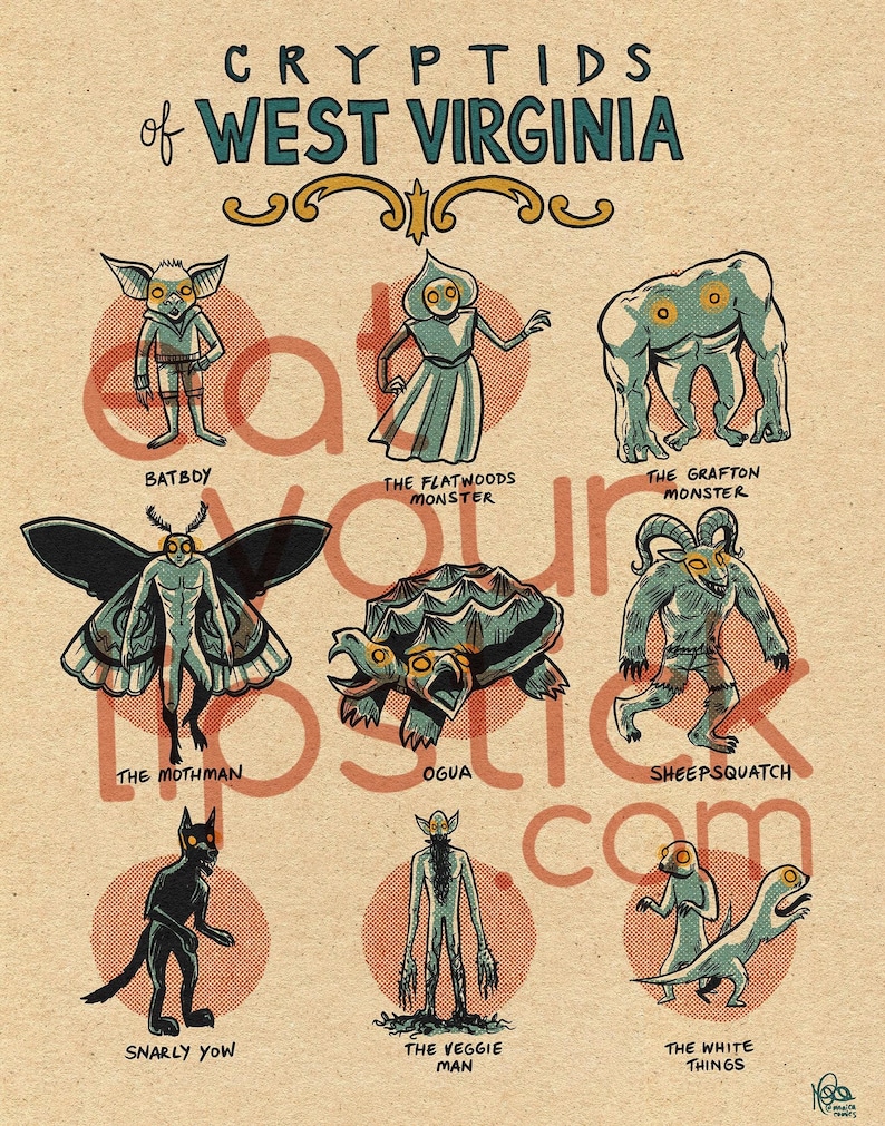 Famous Cryptids of West Virginia 5 X 7 Print - Etsy