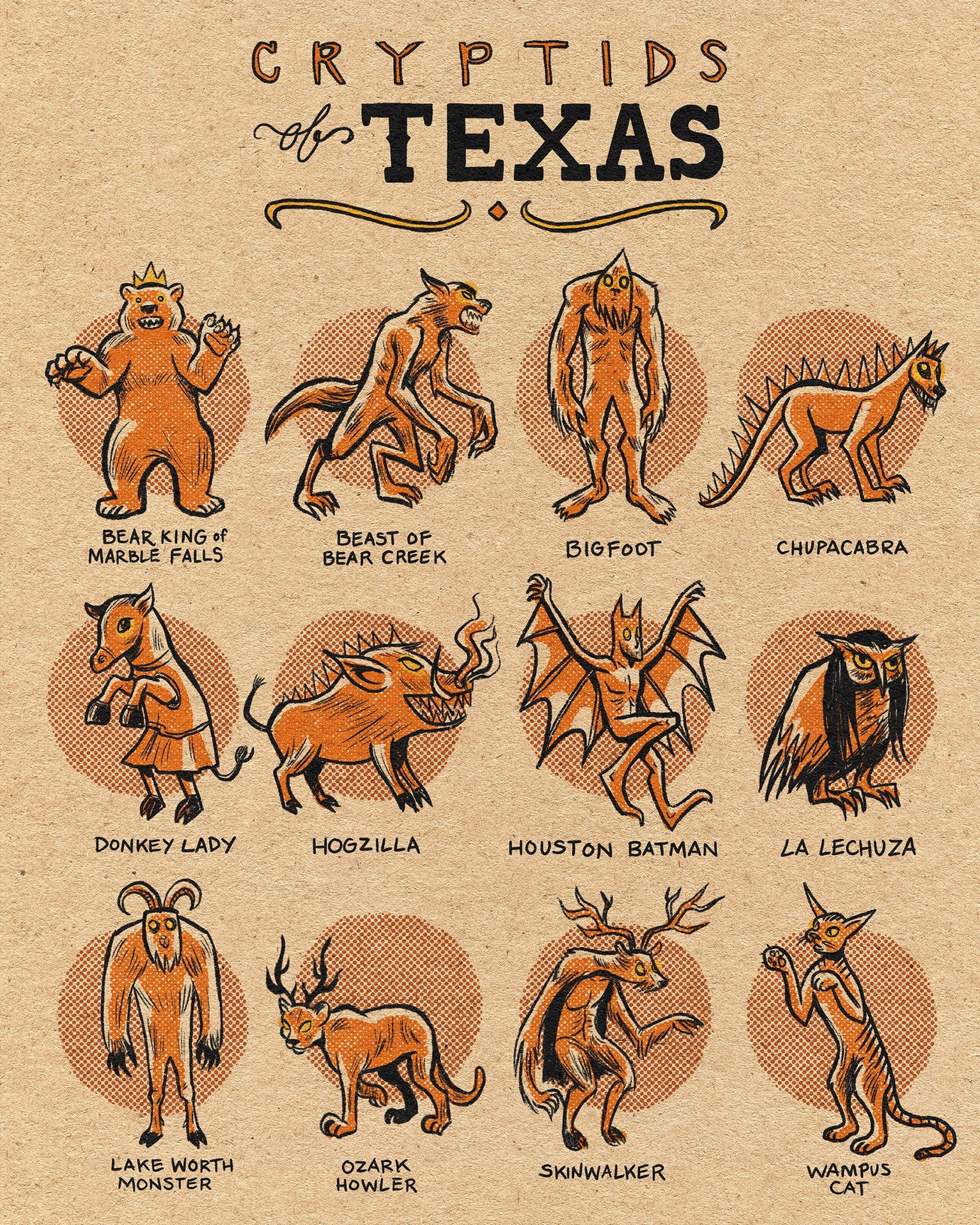 Famous Cryptids of Texas 8 X 10 Print - Etsy UK