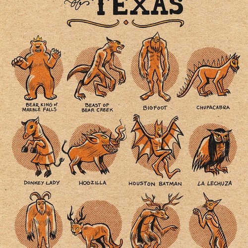Famous Cryptids of Arizona Print - Etsy Famous Cryptids of Arizona Print - Etsy