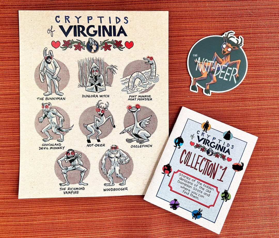 Virginia Cryptids Info Booklet, 8 X 10 Print, and Sticker - Etsy