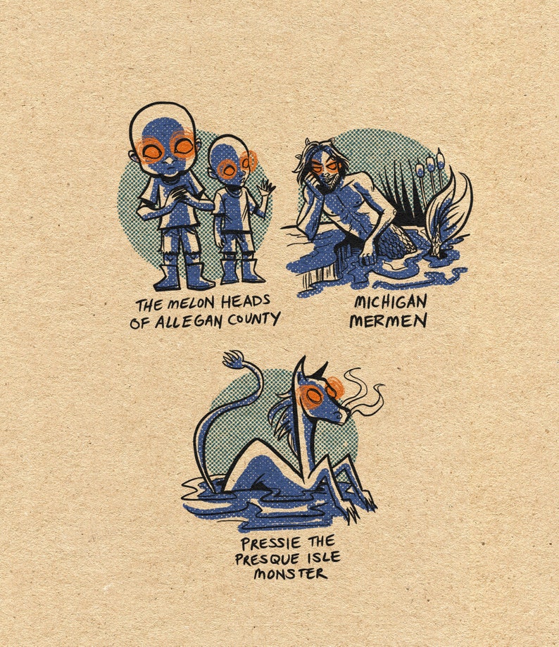 Famous Cryptids of Michigan 5 X 7 Print - Etsy