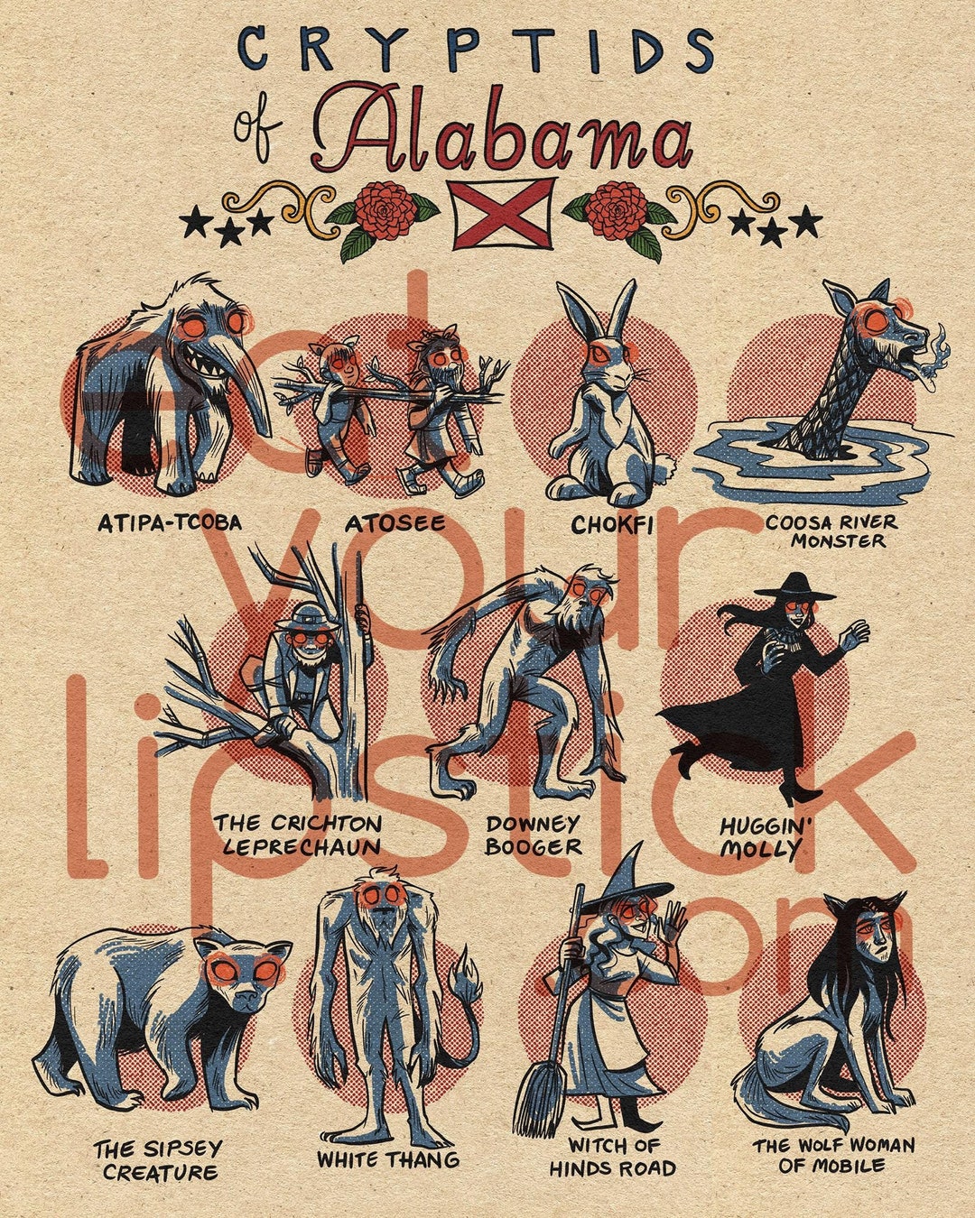 Famous Cryptids of Alabama Print - Etsy