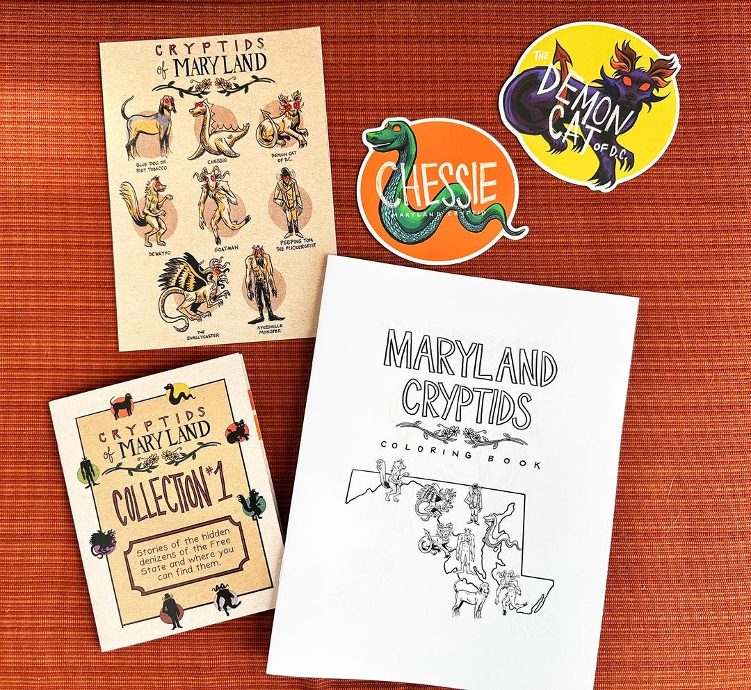 Cryptids of Maryland GIFT SET: Coloring Book, Info Booklet, 5 X 7 Print ...
