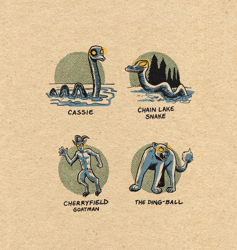 Famous Cryptids of Maine 11 X 14 Print - Etsy Australia