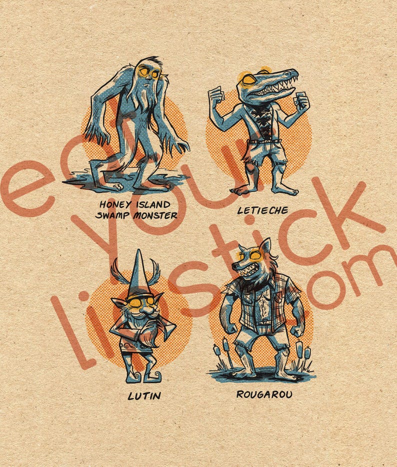 Famous Cryptids of Louisiana 11x14 Print - Etsy