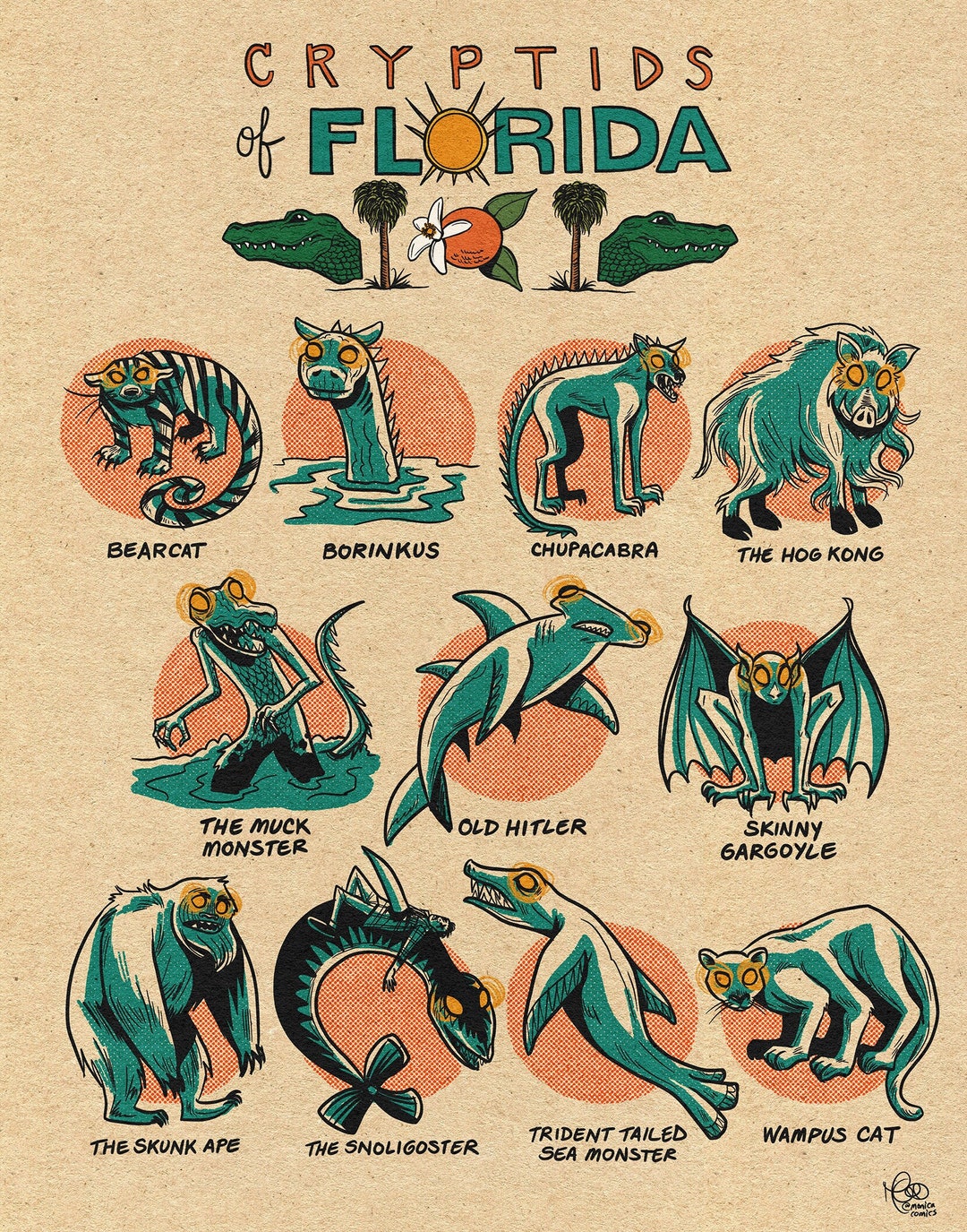 Famous Cryptids of Florida Print - Etsy