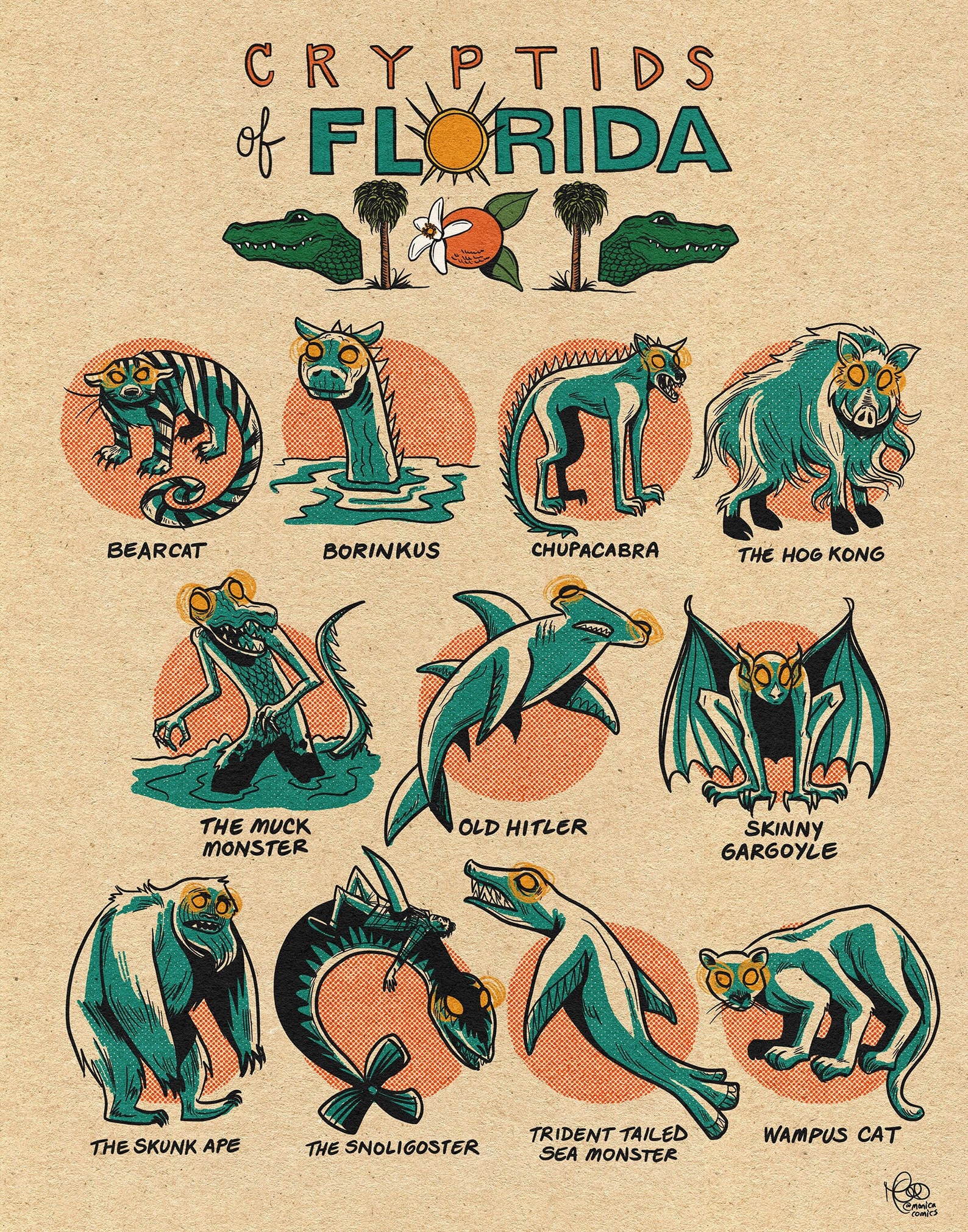 Famous Cryptids of Florida 11 X 14 Print - Etsy