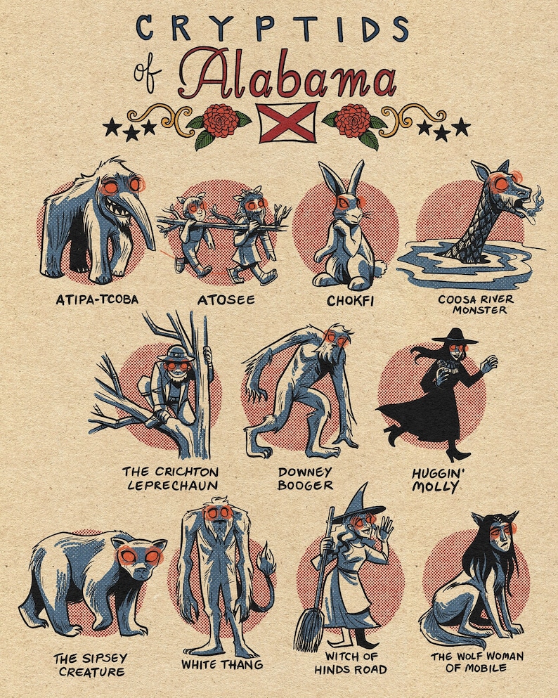 Famous Cryptids of Alabama 5 X 7 Print - Etsy