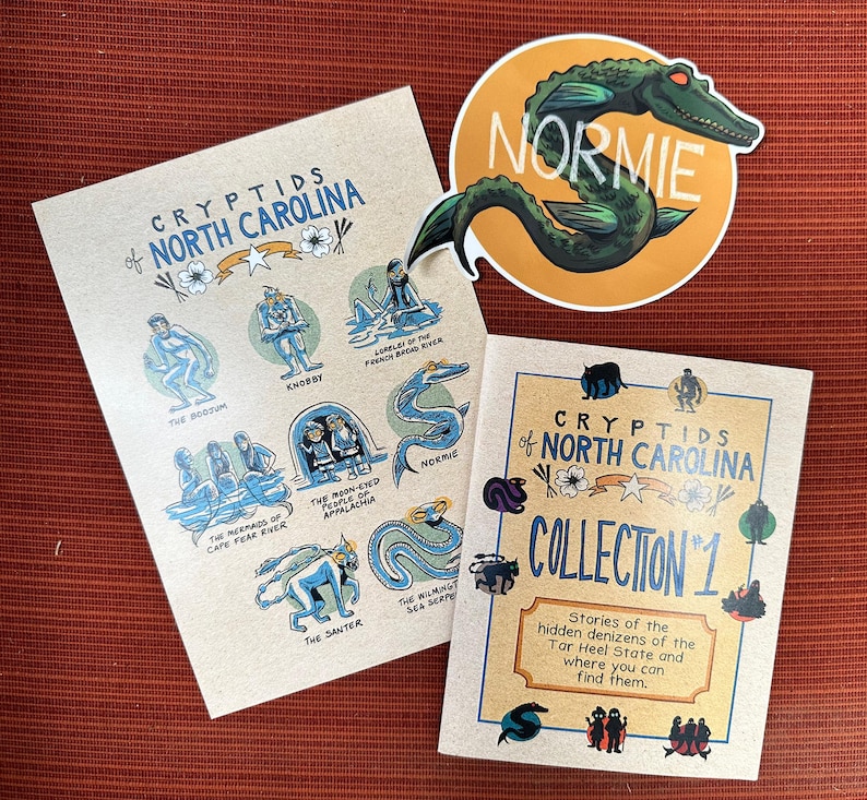 Cryptids of North Carolina GIFT SET: Info Booklet, 5 X 7 Print, & 1 ...