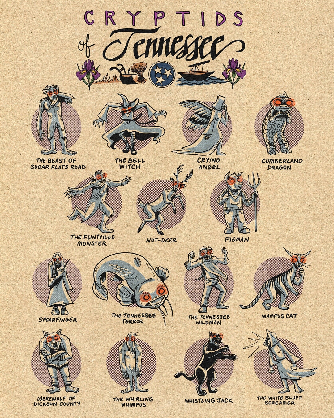 Famous Cryptids of Tennessee Print - Etsy