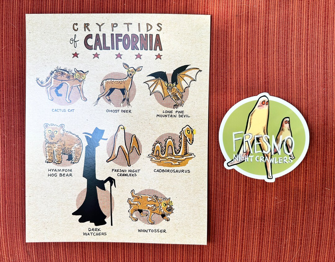 California Cryptids 8 X 10 Print & Sticker Pack - Etsy