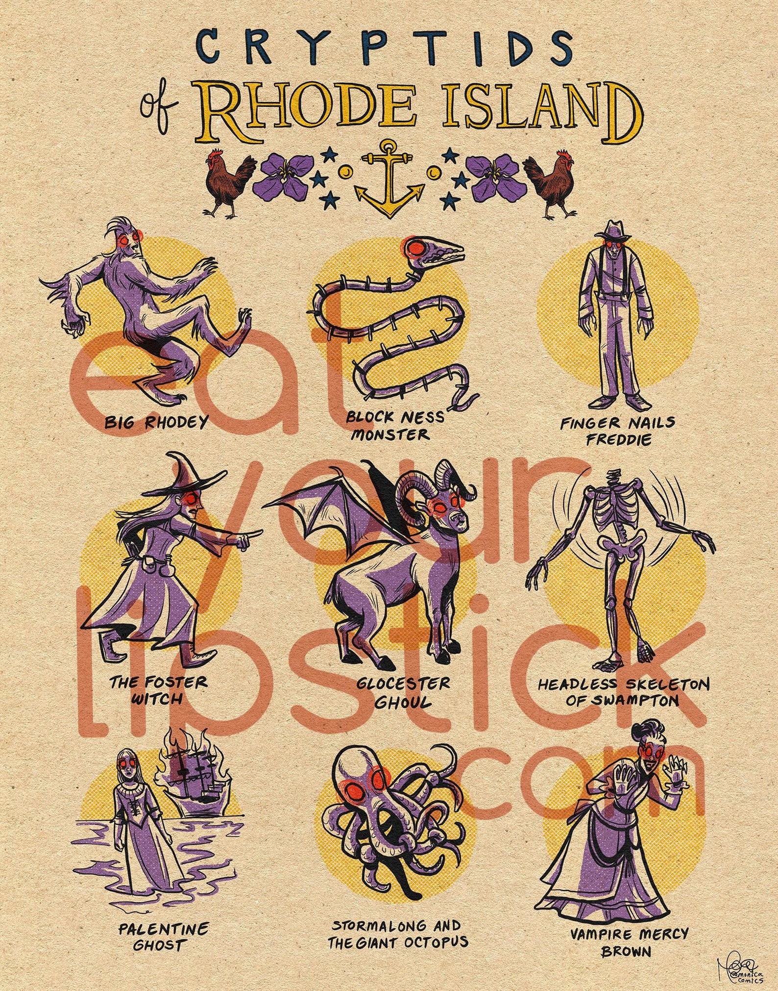 Famous Cryptids of Rhode Island Print - Etsy