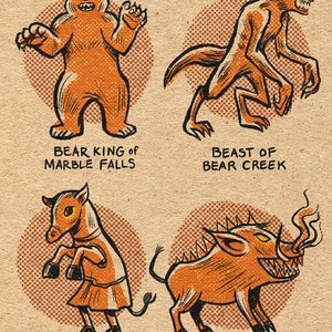 Famous Cryptids of Texas Print - 5" X 7" - Etsy