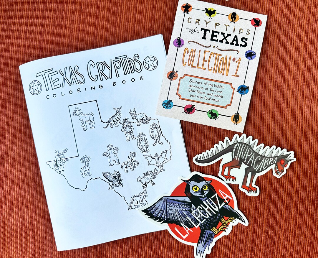 Texas Cryptids Coloring Book, Info Booklet & PICK ANY TWO Stickers Pack - Etsy