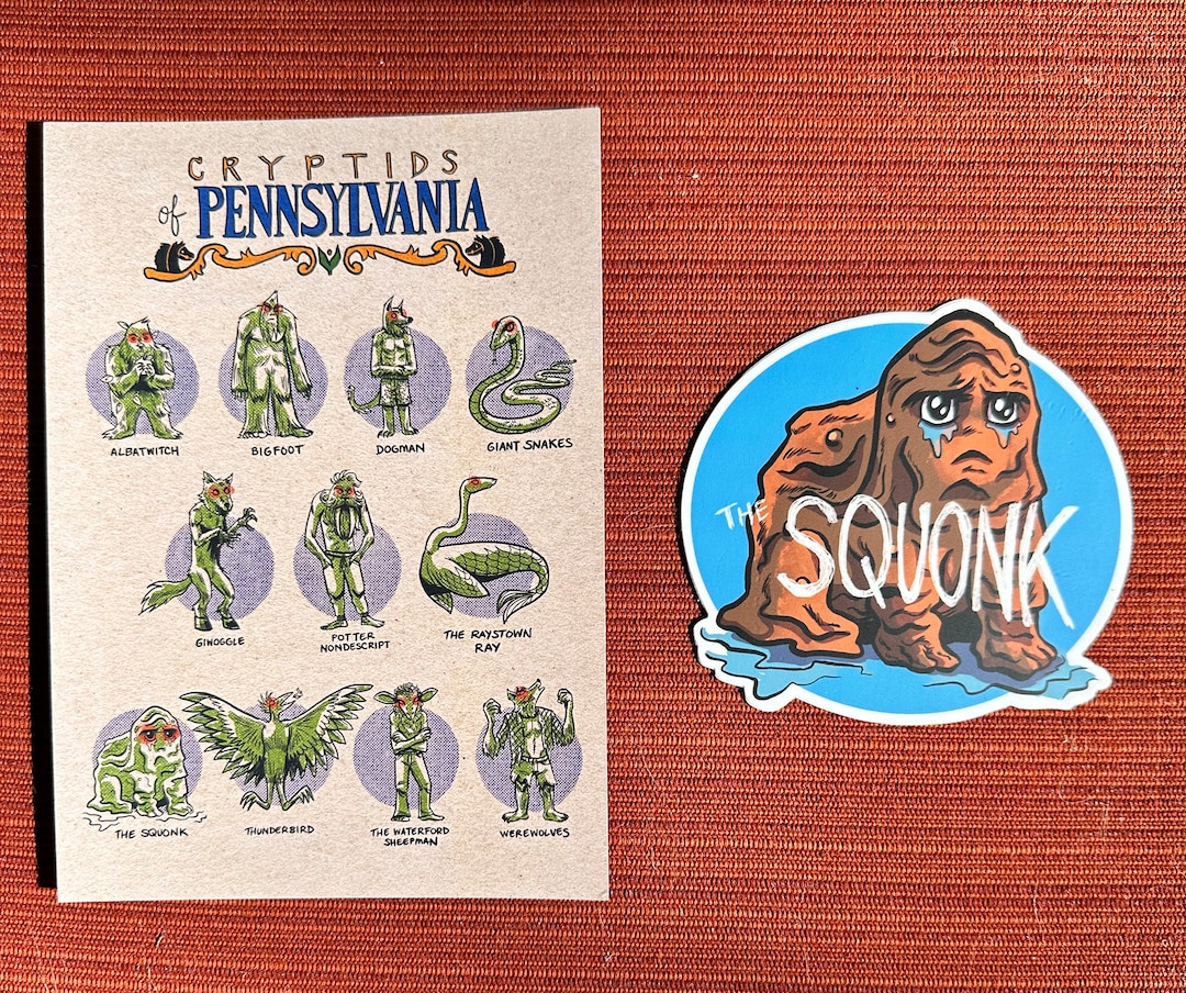 Pennsylvania Cryptids 5 X 7 Print & Squonk Sticker - Etsy