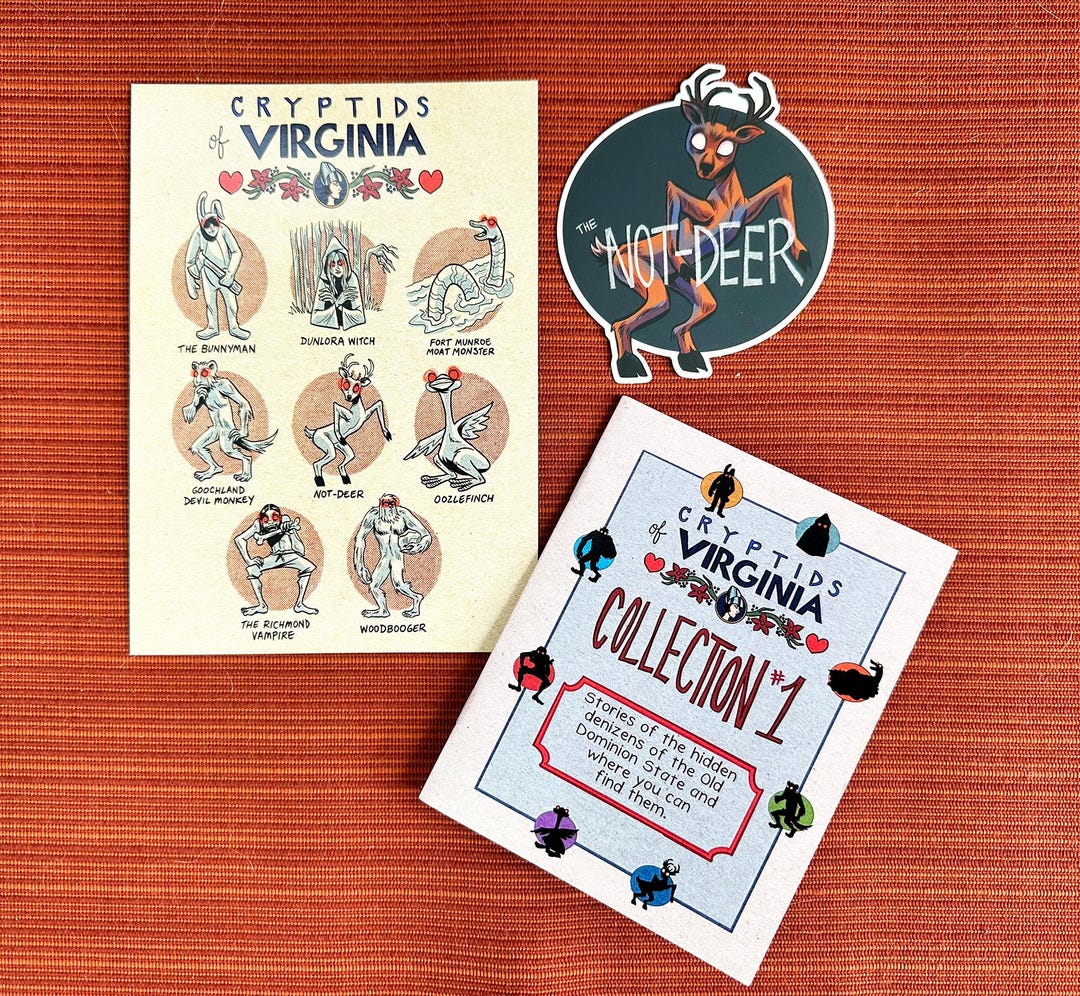 Cryptids of Virginia GIFT SET: Info Booklet, 5 X 7 Print and Sticker - Etsy