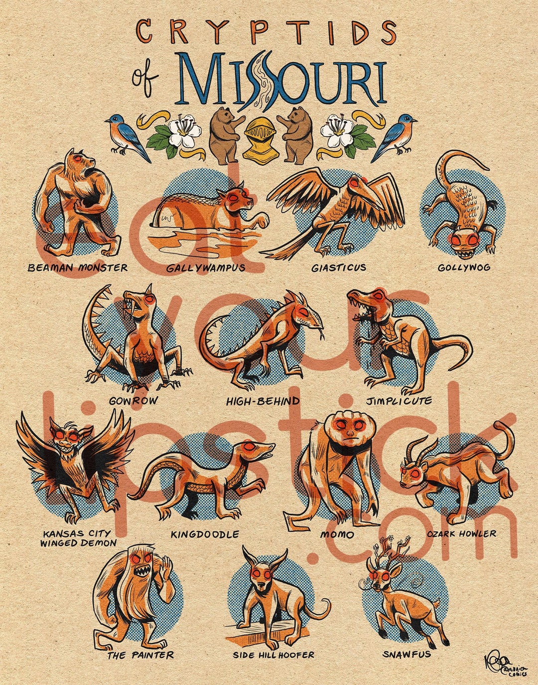 Famous Cryptids of Missouri 5 X 7 Print - Etsy