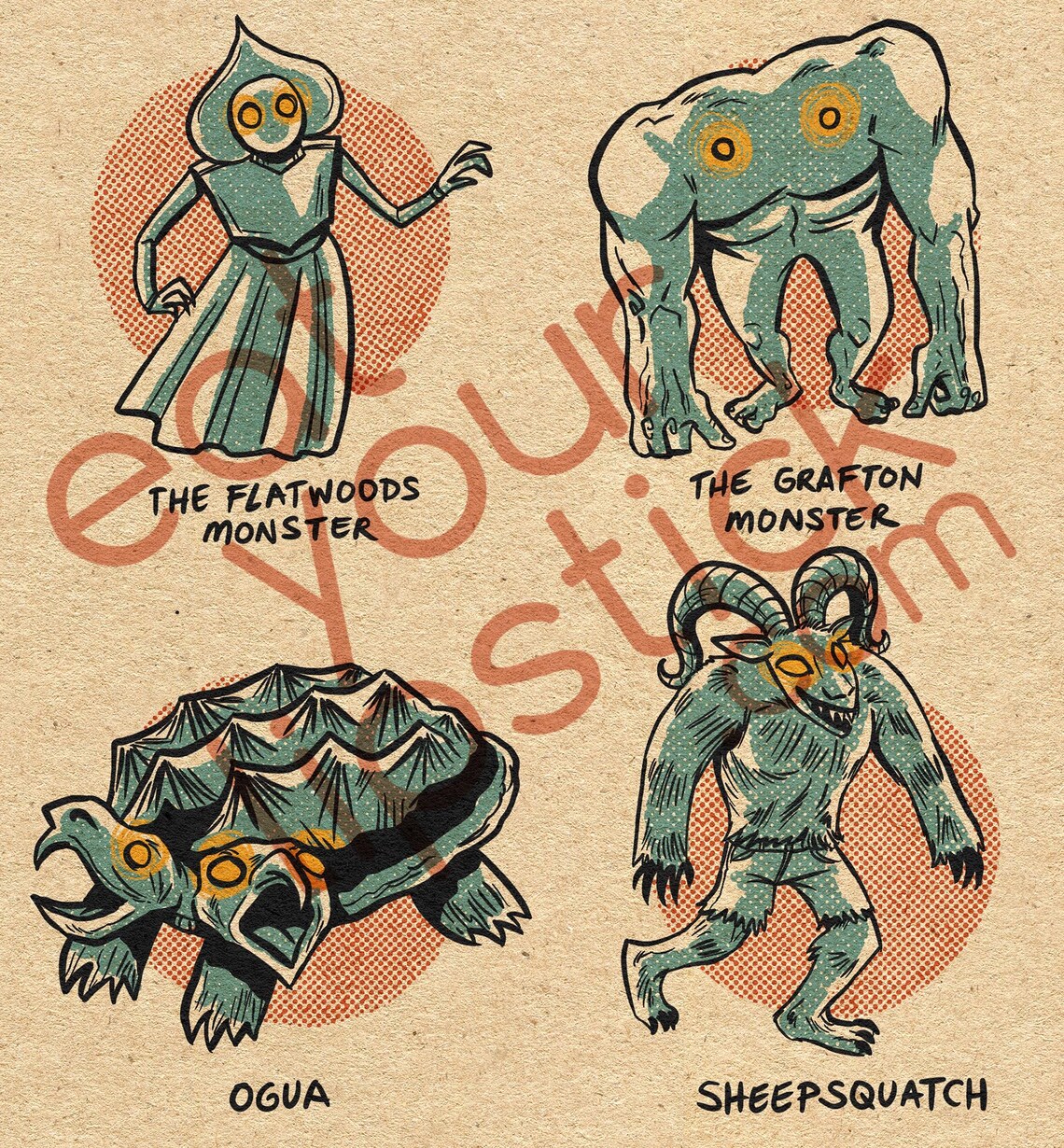 Famous Cryptids of West Virginia 5 X 7 Print - Etsy