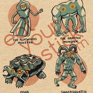 Famous Cryptids of West Virginia 5 X 7 Print - Etsy