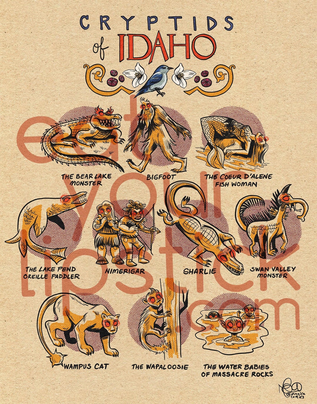 Famous Cryptids of Idaho 11 X 14 Print - Etsy
