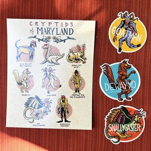 Maryland Cryptids 8 X 10 Print & Three Stickers Set - Etsy