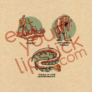 Famous Cryptids of Vermont 5 X 7 Print - Etsy