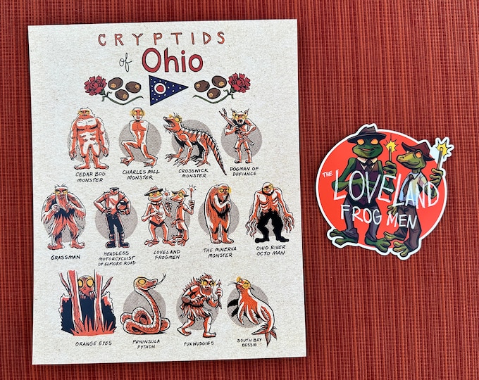Ohio Cryptids 8 X 10 Print & Loveland Frogmen Sticker - Etsy