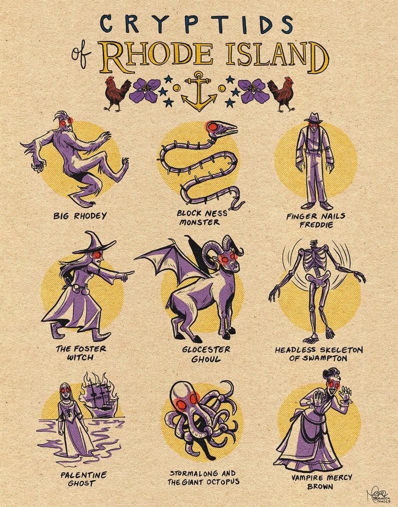 Famous Cryptids of Rhode Island Print - Etsy