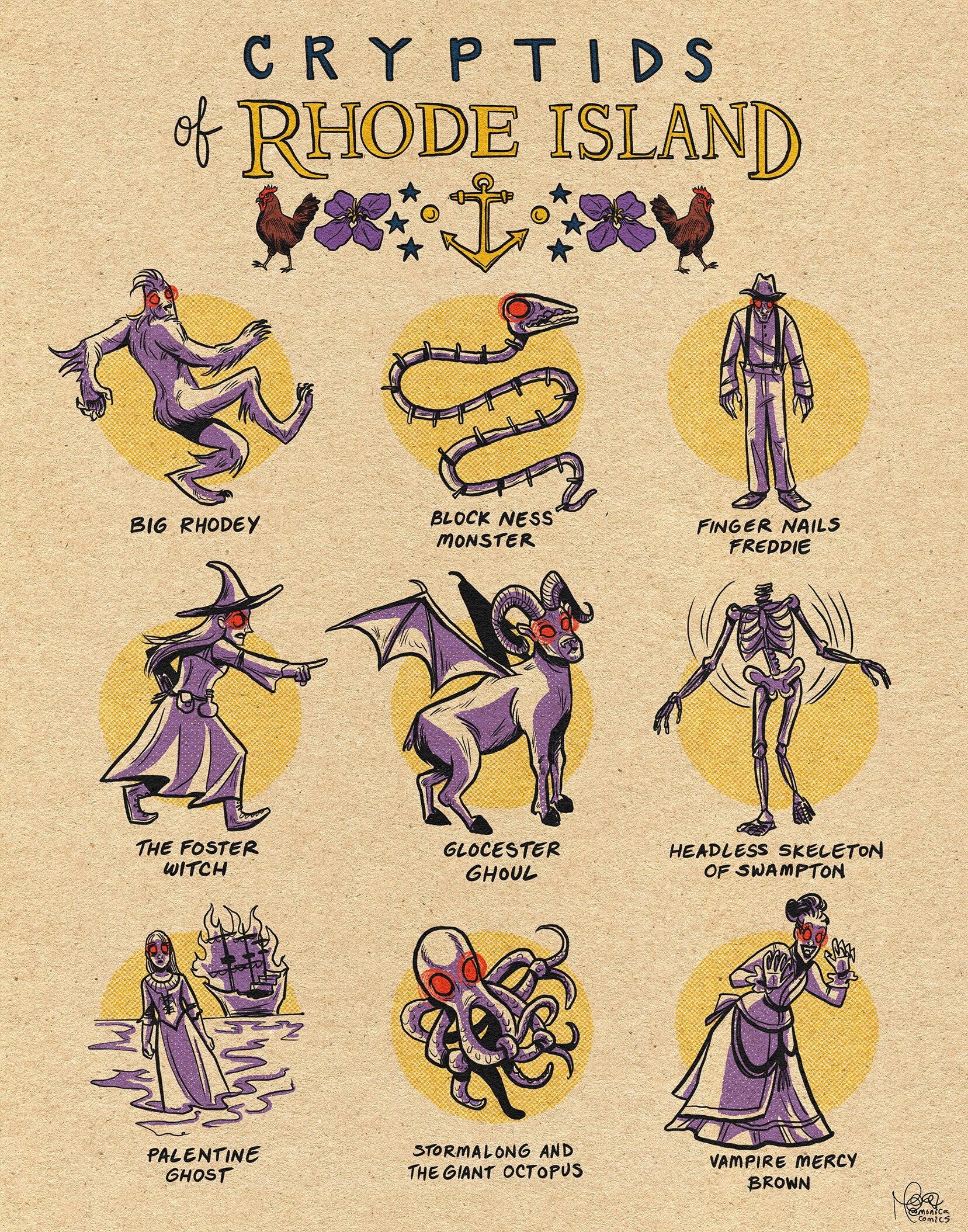 Famous Cryptids of Rhode Island 11 X 14 Print - Etsy