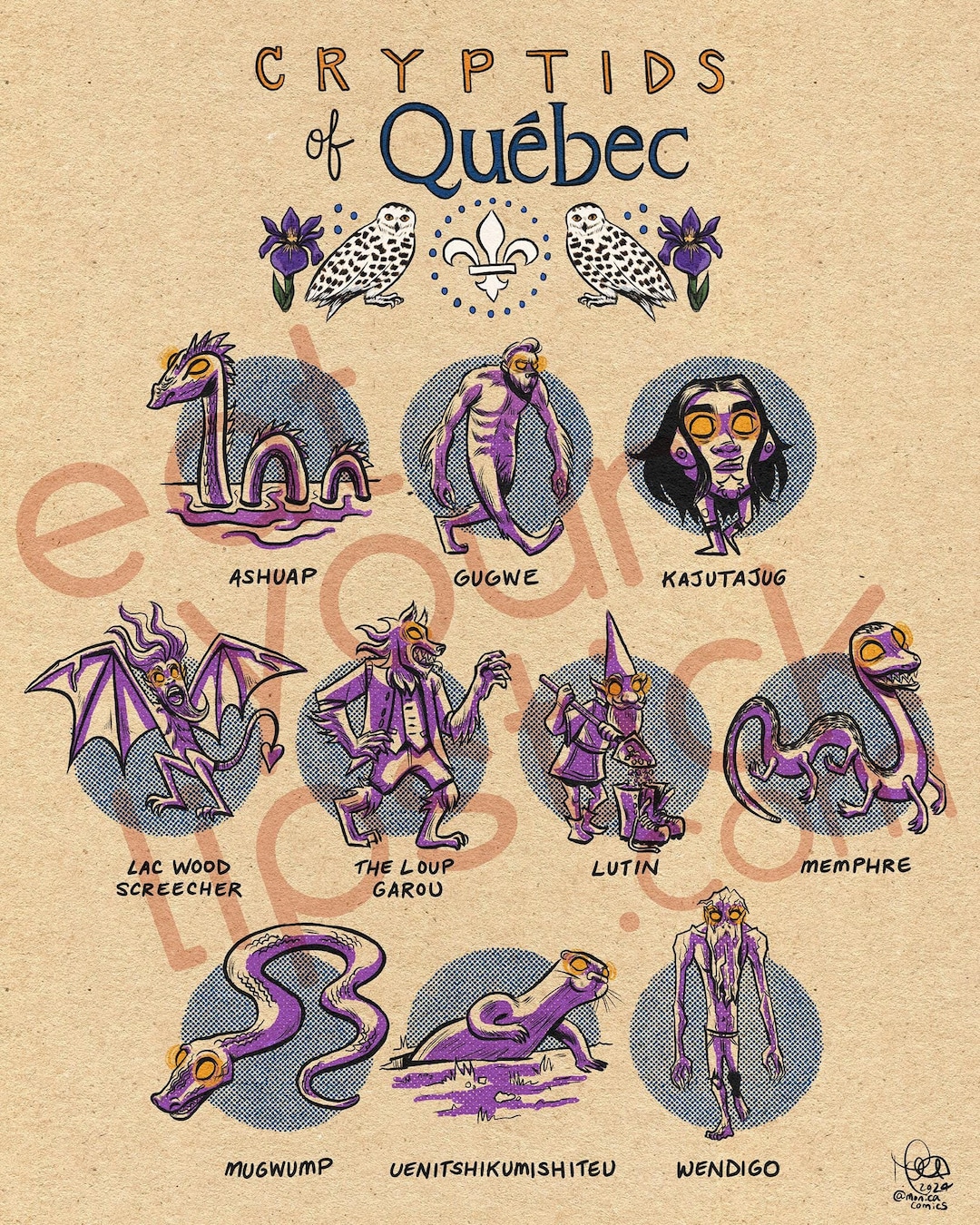 Famous Cryptids of Quebec Print - Etsy