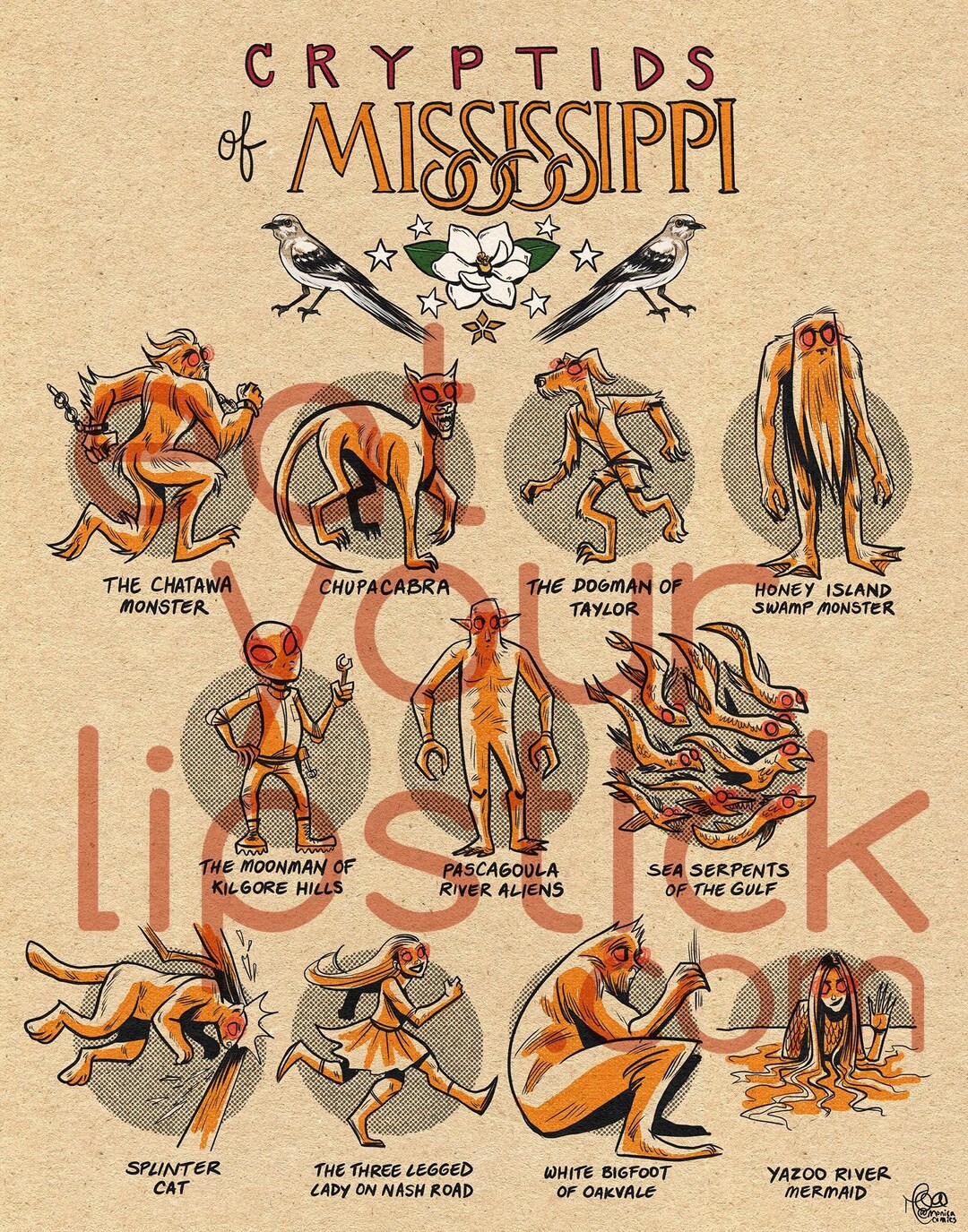 Famous Cryptids of Mississippi 11 X 14 Print - Etsy