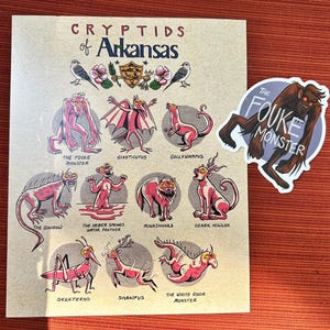 Arkansas Cryptids 8 X 10 Print & Fouke Monster Sticker - Etsy