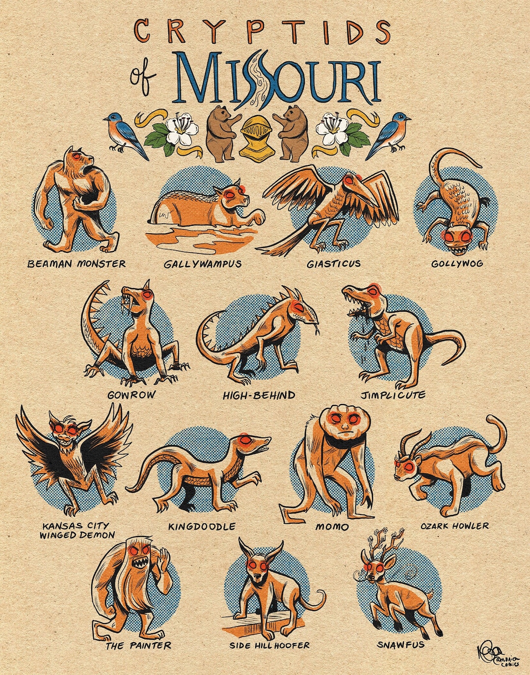 Famous Cryptids of Missouri 5 X 7 Print - Etsy