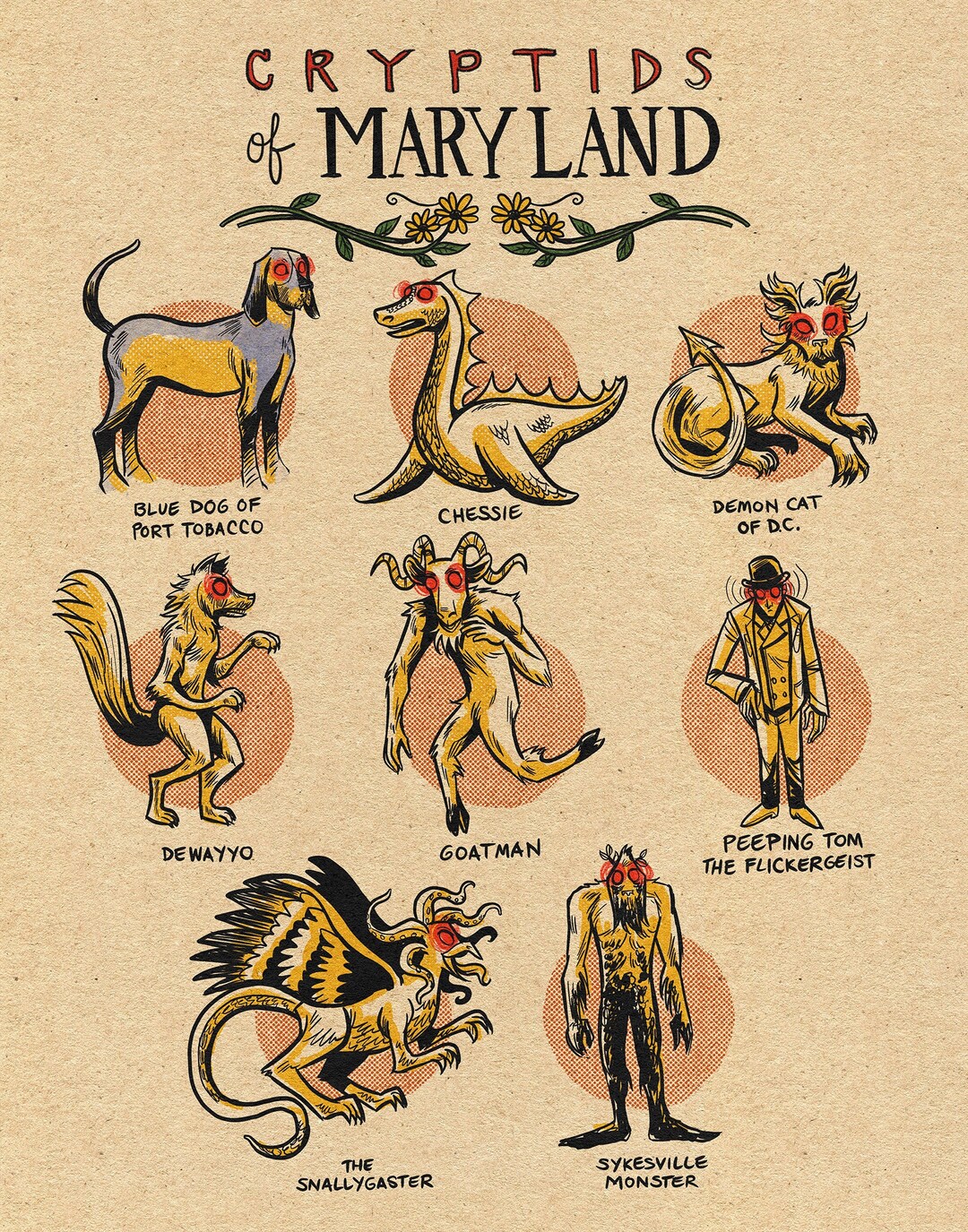 Famous Cryptids of Maryland Print - Etsy