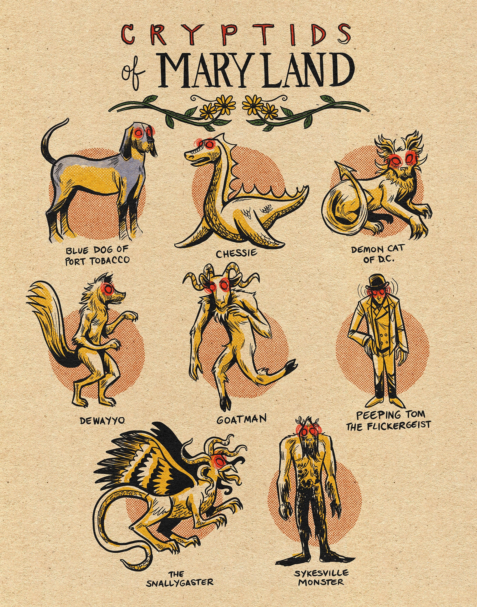 Famous Cryptids Of Pennsylvania Print, 43% OFF