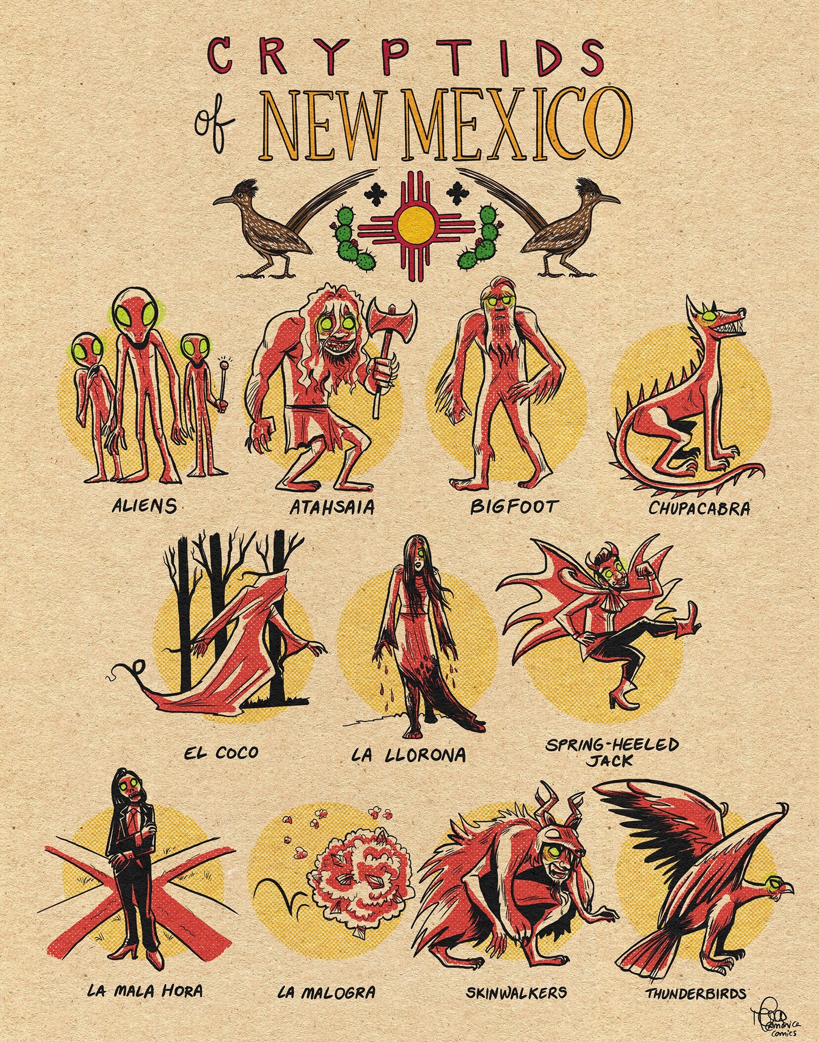 Famous Cryptids of New Mexico 11 X 14 Print - Etsy