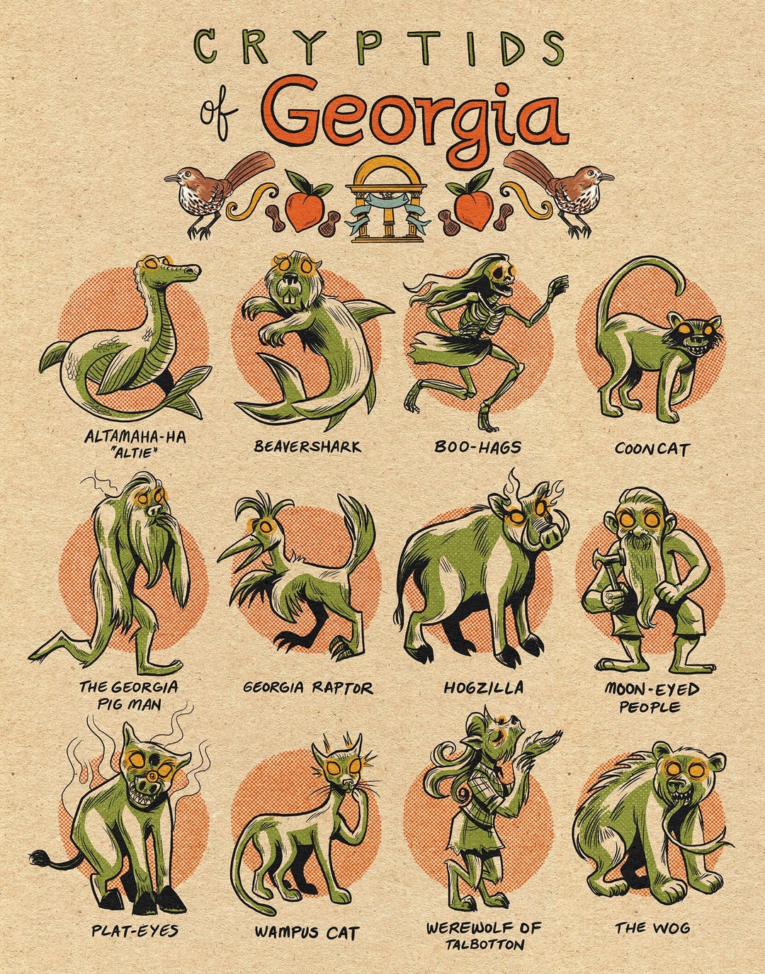 Famous Cryptids of Georgia Print - Etsy