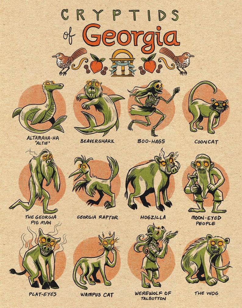 Famous Cryptids of Georgia Print - Etsy Canada