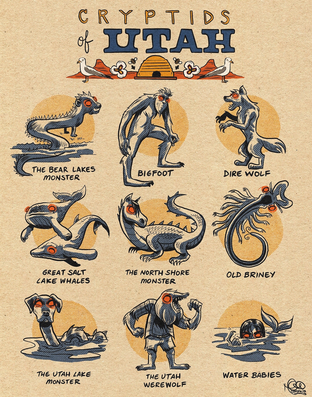 Famous Cryptids of Utah Print - Etsy